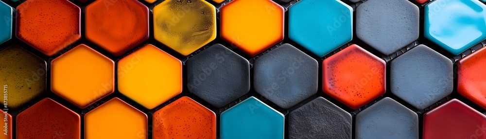 Geometric Harmony - Hexagonal Tile Wall Zoom Background with Muted and ...