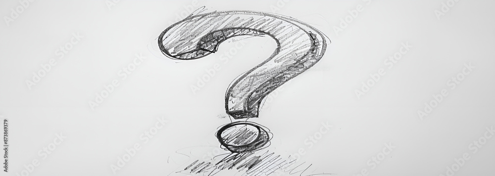 Simple Hand-Drawn Pencil Sketch of a Question Mark on a White ...