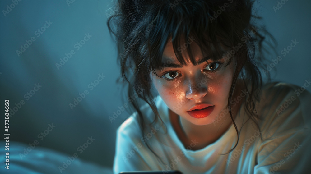 Realistic detailed illustration of a teenager distressed by something ...