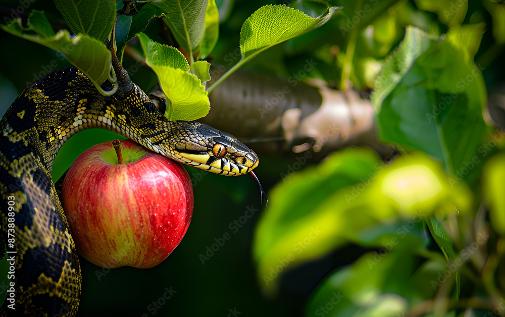 Snake in an Apple Tree. "Snake Coiled in Apple Tree" "Snake Among Apple ...
