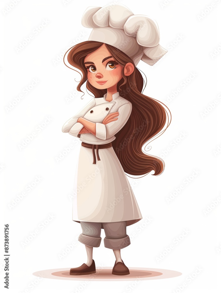 Chef female, Full body character, Vector illustration, Clip art ...