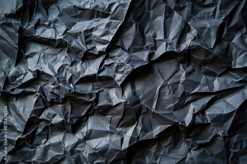 Black Folded Paper Texture. Retro Old Folder Background with Wrinkled ...