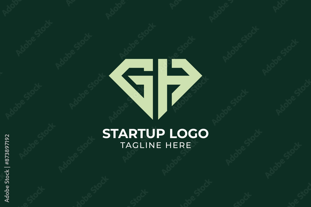 letter GR GP forward arrow diamond icon creative minimal monochrome ...