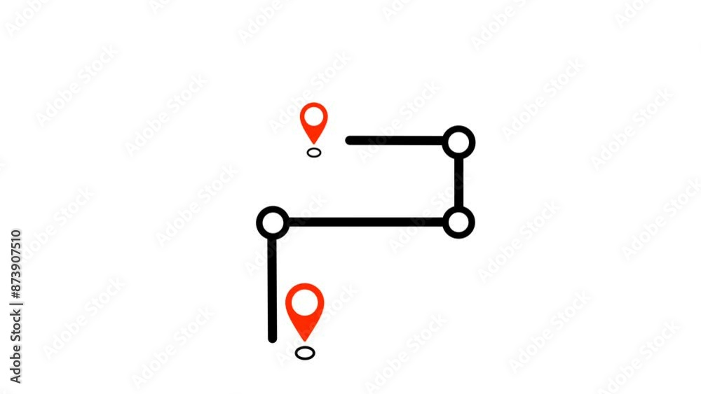 Route animated icon. Gps navigation line animation. Location marker ...
