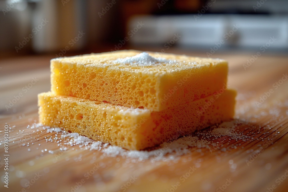 A close-up of a kitchen sponge with bacteria visibly growing on its ...