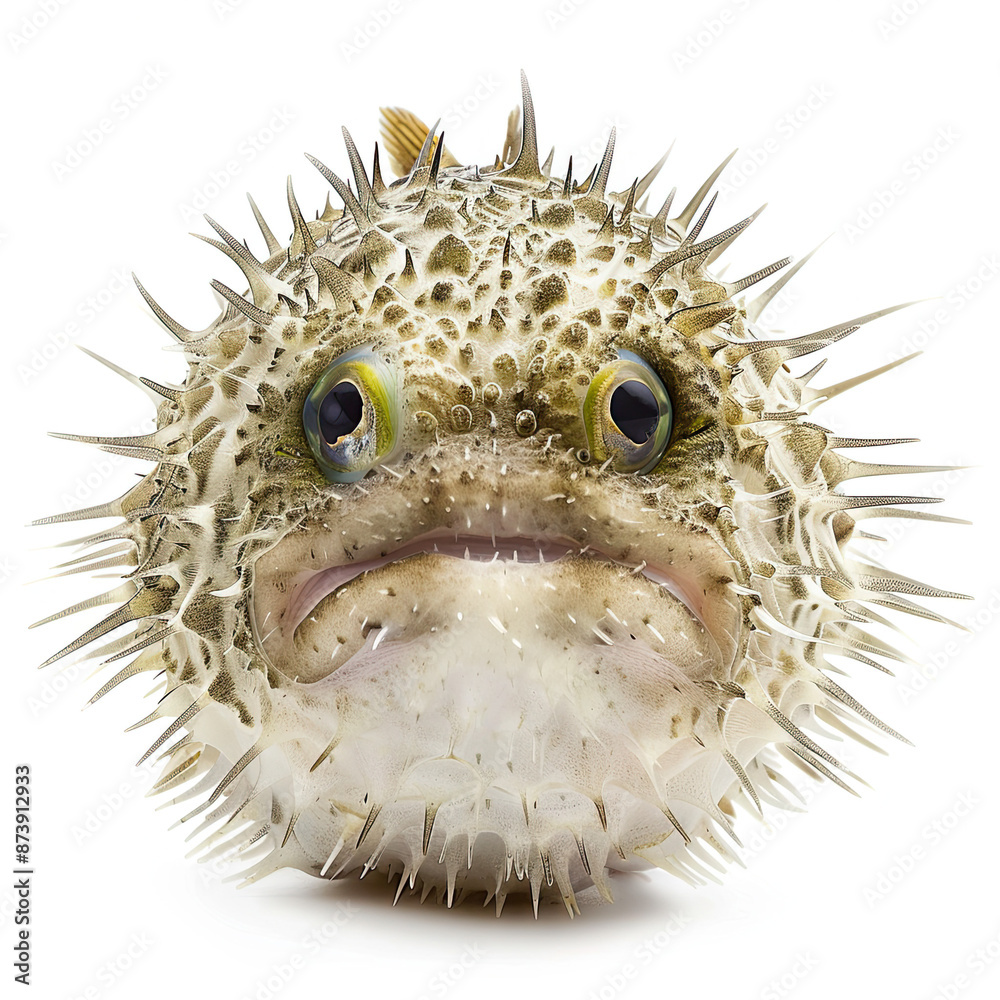 Pufferfish Isolated on White Background: Spiky Marine Creature, Unique ...