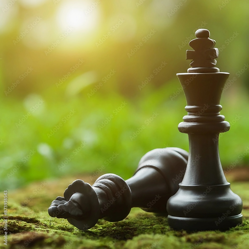 Chess-themed meadow background with space for text that can be used for ...