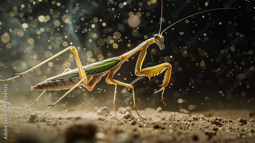 Frenetic Praying Mantis in Striking Action Frozen in High Speed ...