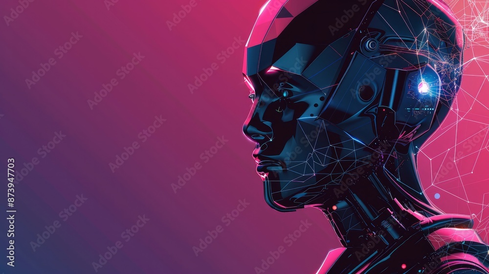 Machine learning. Futuristic artificial intelligence concept. Art ...