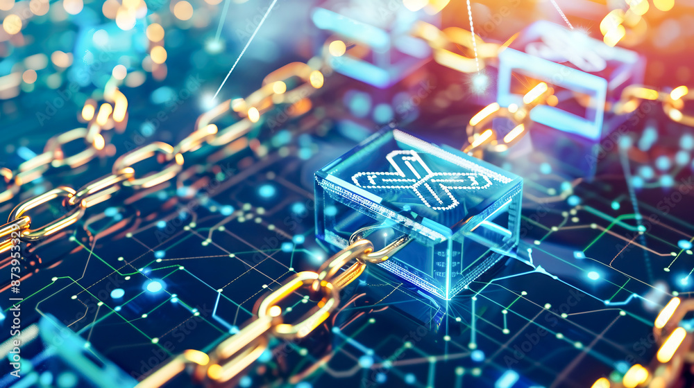 Blockchain technology abstract background. Secure and transparent ...