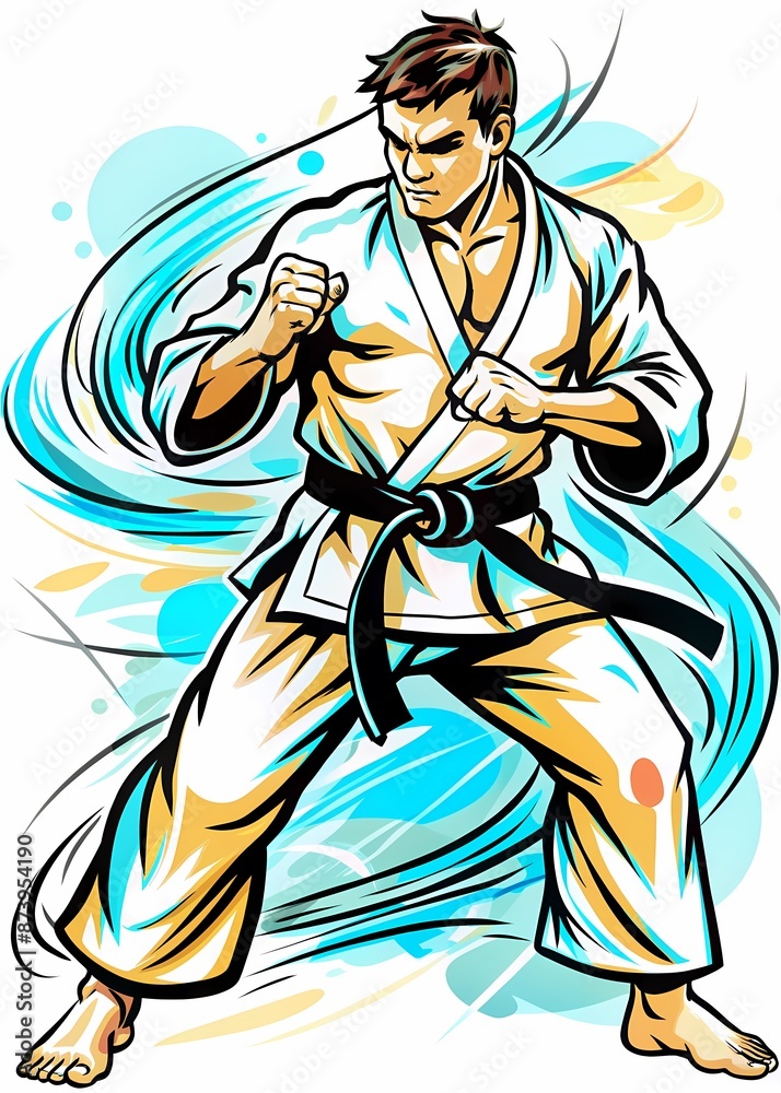 Intense Karate Action: Martial Artist Demonstrating Technique, perfect ...