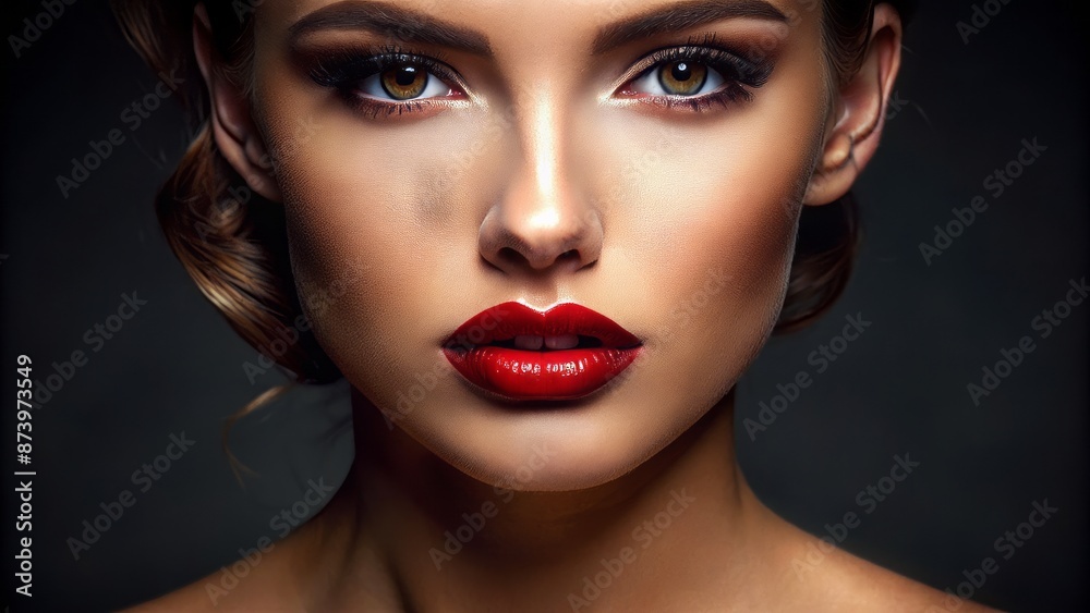 Stunning close-up of luscious lips and flawless complexion against a ...