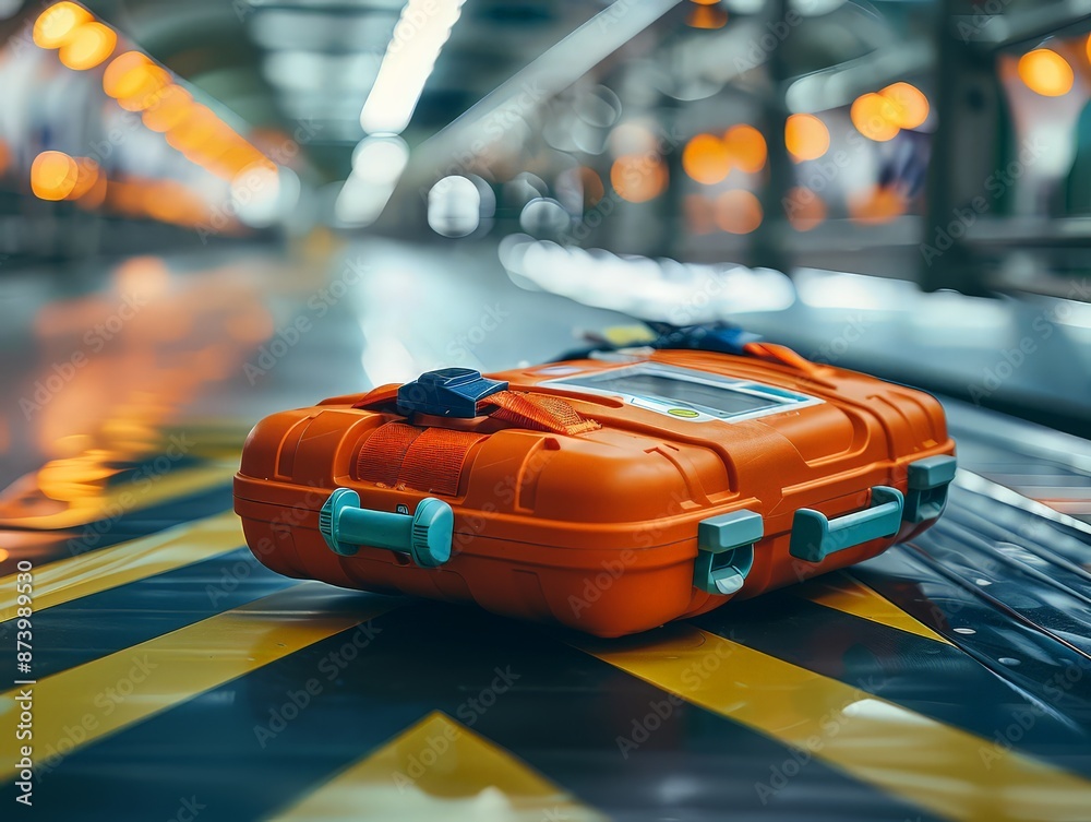 portable automated external defibrillator (AED) with pads and ...