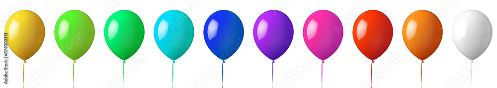 Group of colorful balloons isolated on a transparent background. Ready ...
