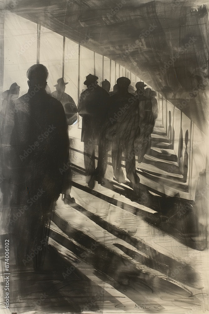 Graphite and style chalk drawing depicting a World War II prisoner of ...