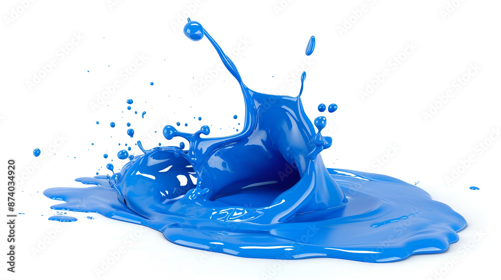Blue splash isolated on white background ,liquid gel with bubbles, dark ...