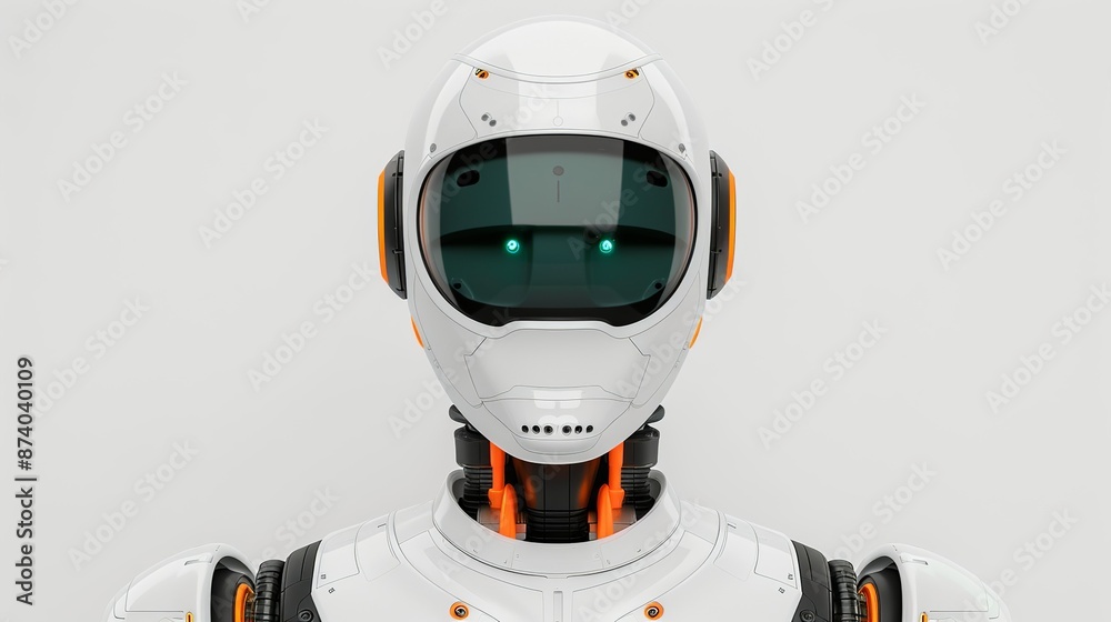 Design a robotic character with sleek, mechanical features and ...