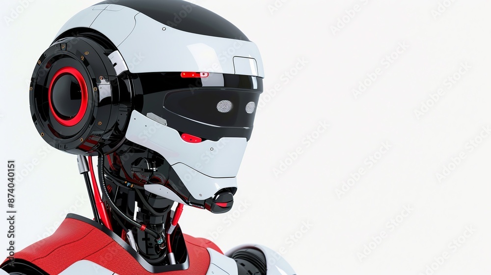 Design a robotic character with sleek, mechanical features and ...