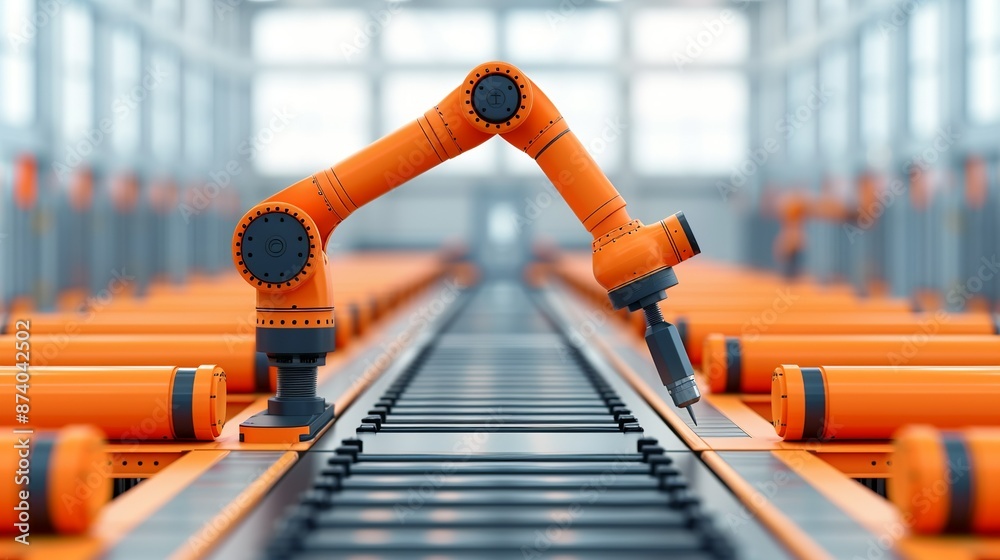 Design an industrial robot assembly line with mechanical precision and ...