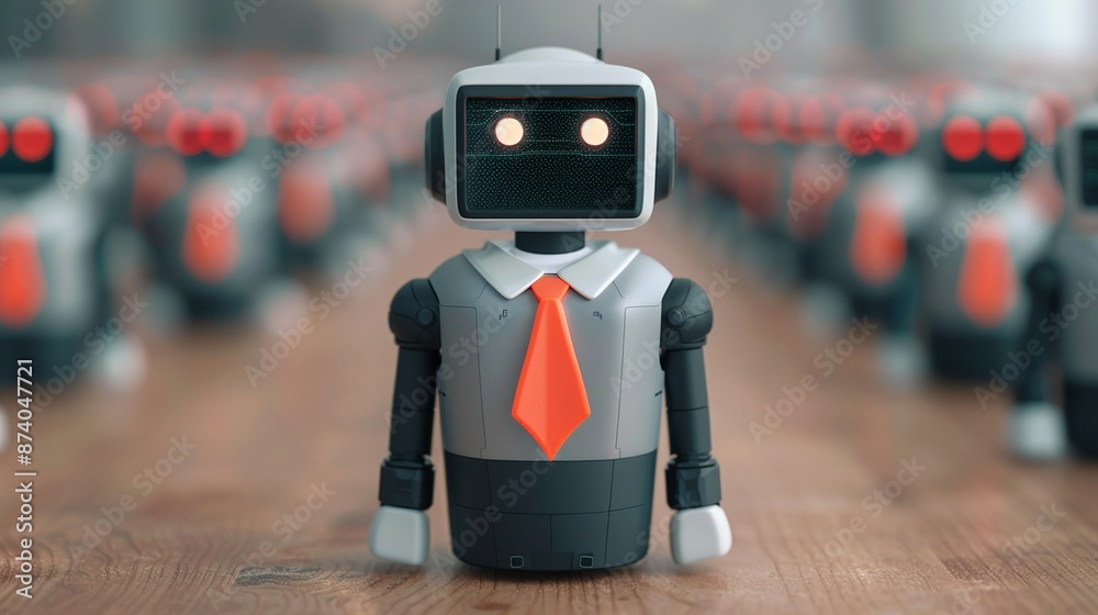 Design a robotic character with sleek, mechanical features and ...