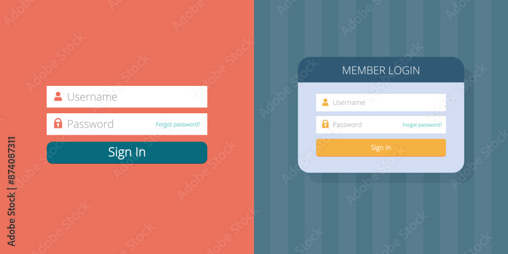Log in page vector ui graphic element, sign in window box with member ...
