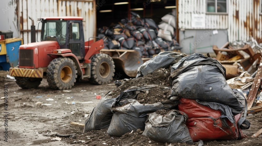 Clean Up Crew A pile of leftover materials and debris is bagged for ...