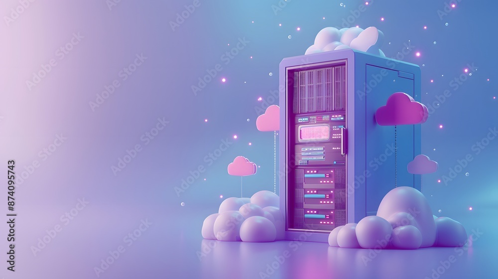 Futuristic cloud server concept with glowing server rack and abstract ...