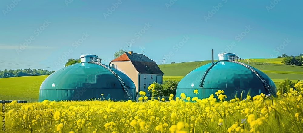 Rural Biogas Plant in Countryside Stock Illustration | Adobe Stock