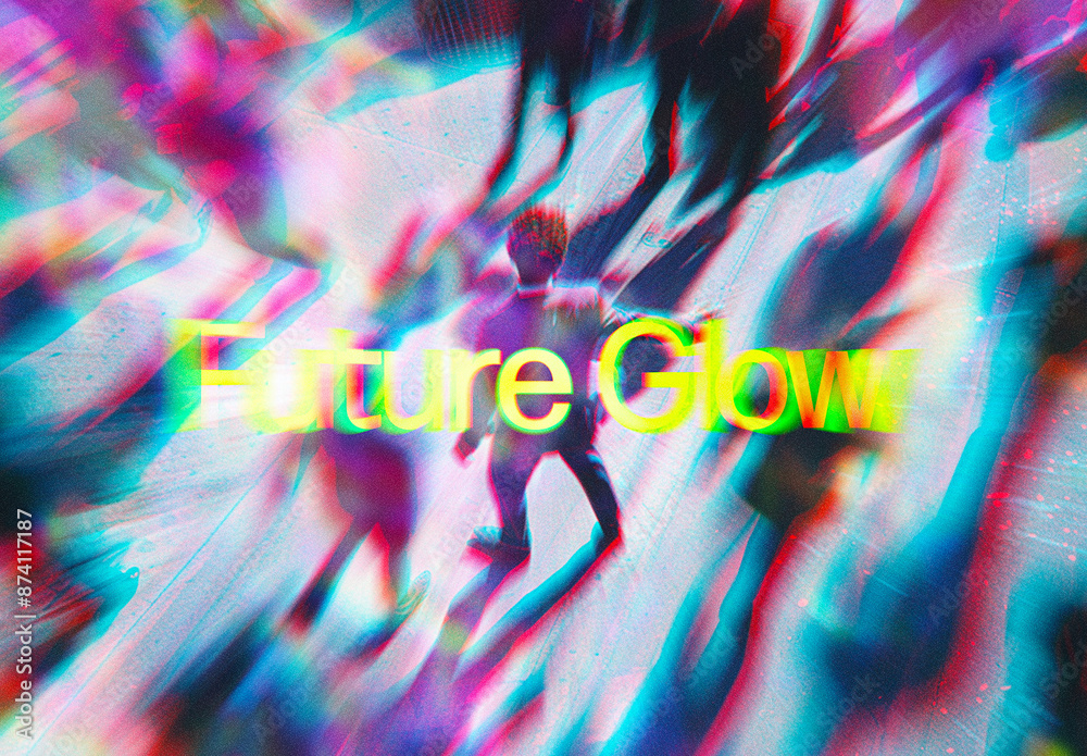 Future Rainbow Glow Photo Effect Mockup With Generative AI Stock ...