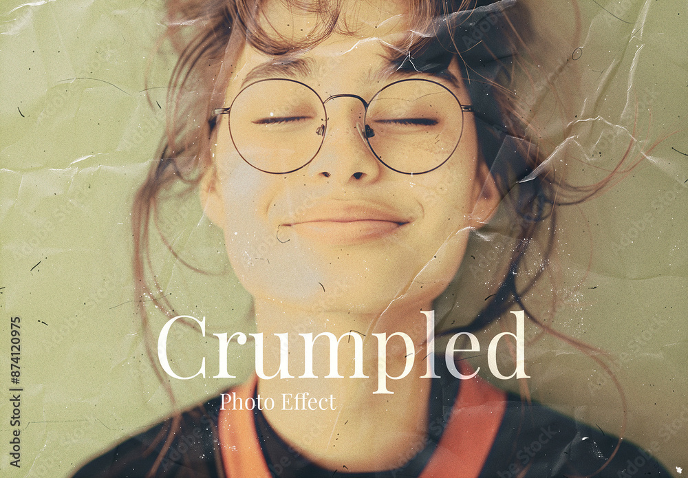 Retro Crumpled Paper Photo Effect Mockup With Generative AI Stock ...