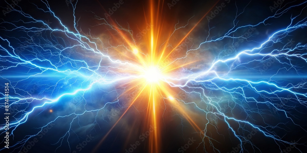 Energy Lightning Collision: Powerful Illustration Depicting Electric ...