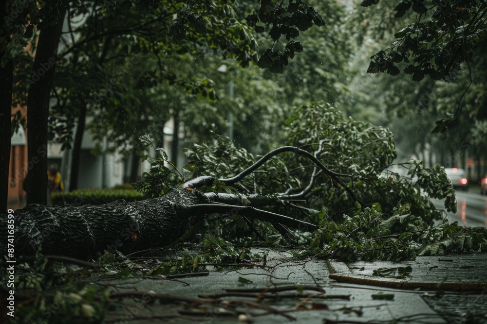 As the heavy storm passed through, it left a trail of uprooted trees ...