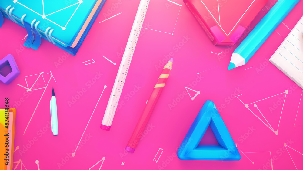 Abstract background with geometric shapes and patterns in soft pastel ...