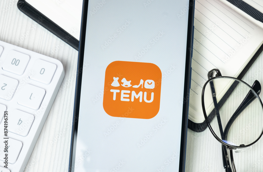 New York, USA - 30 June 2024: Temu Logo on Phone Screen, Company Icon ...