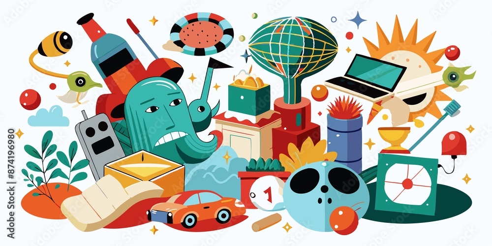 dada, abstract, surrealism, art, Surrealistic collage of random objects ...