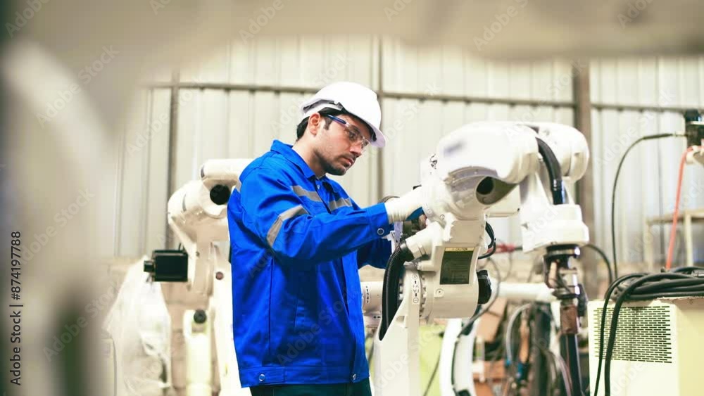 Engineer factory industry wearing safety uniform work and checking ...
