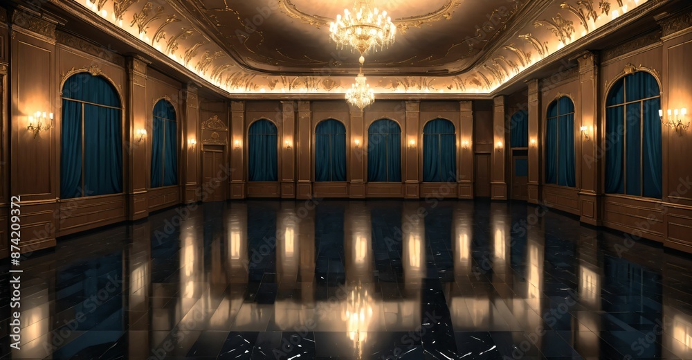 royal ballroom palace castle room interior. open mansion hall with ...