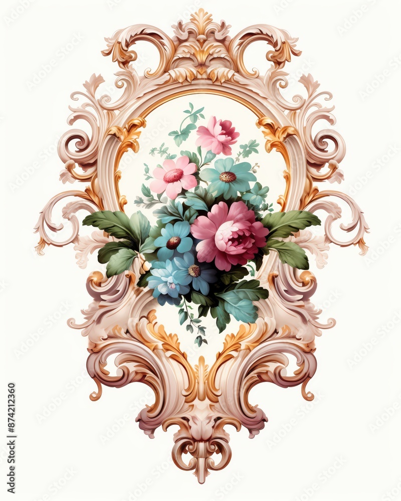 Elegant vintage floral frame with ornate detailed design, featuring a ...