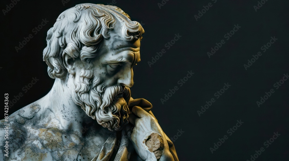 Epictetus statue stands tall against a vibrant black background ...