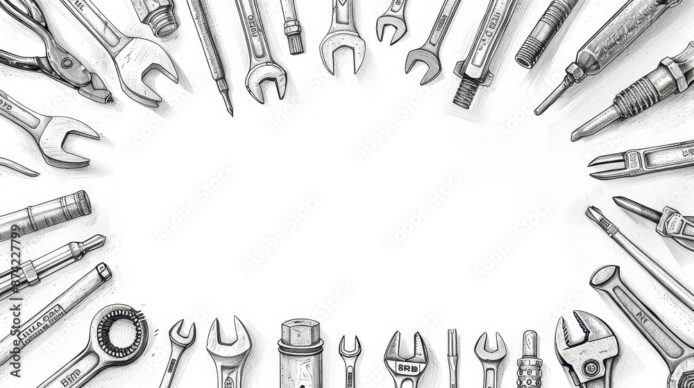 mechanical tools, engineering blueprint, assorted, high-resolution ...