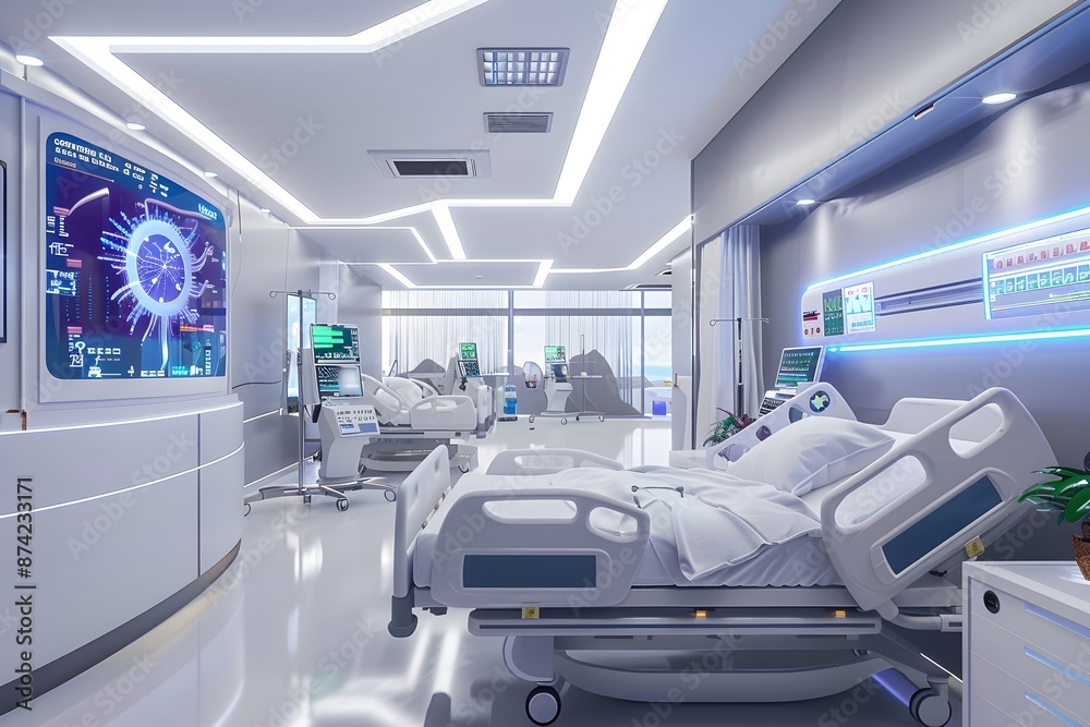 Realism of A modern hospital using AI to predict patient outcomes and ...