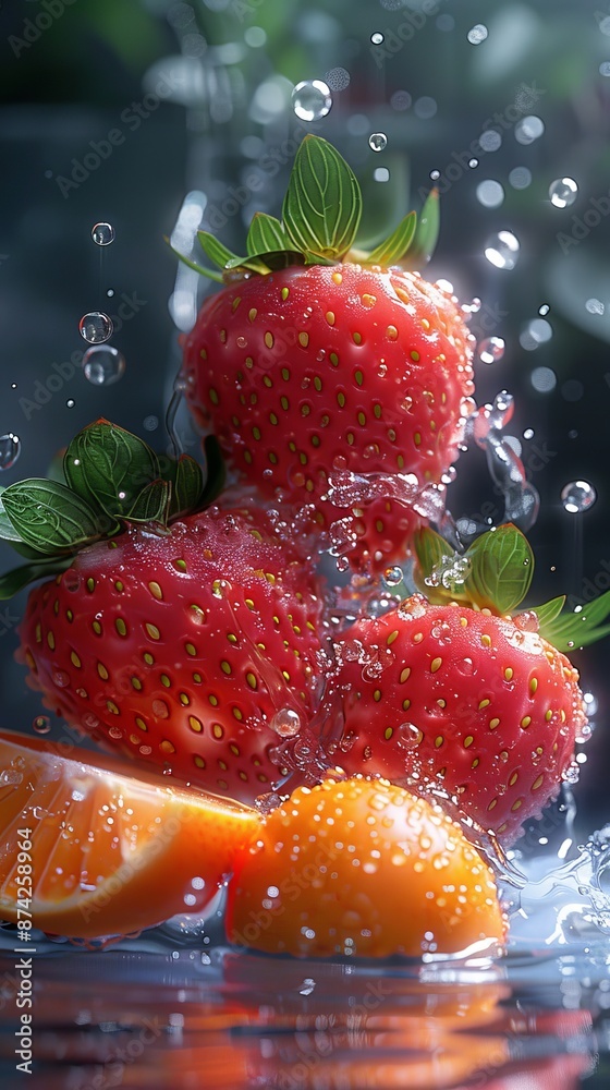 fruit and water photography, clean background, surreal still life ...