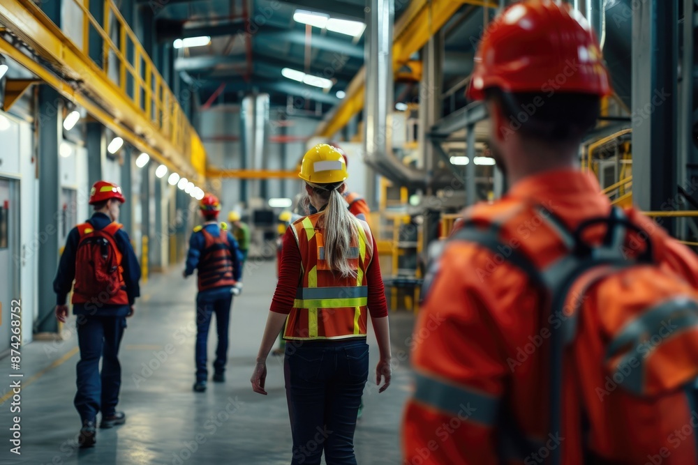 Emergency response team conducting a mock evacuation drill in a ...