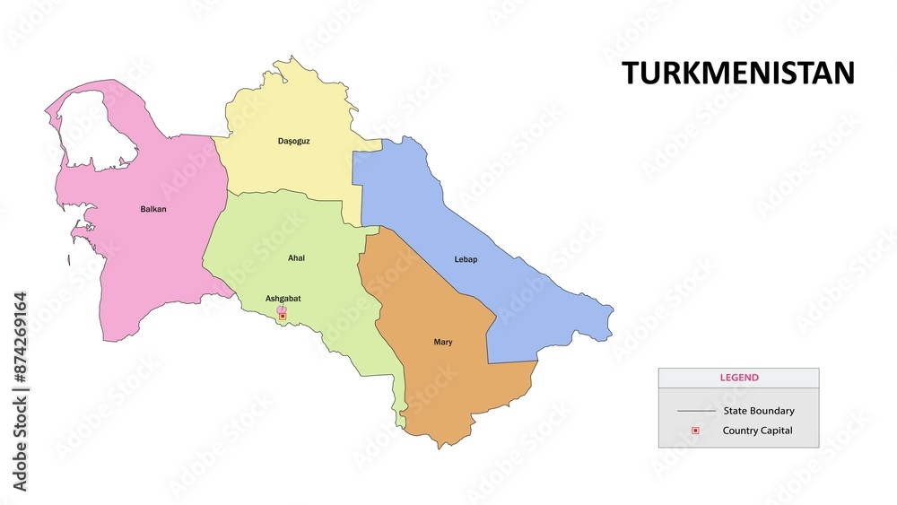 Turkmenistan Map. State map of Turkmenistan. State map of Turkmenistan ...