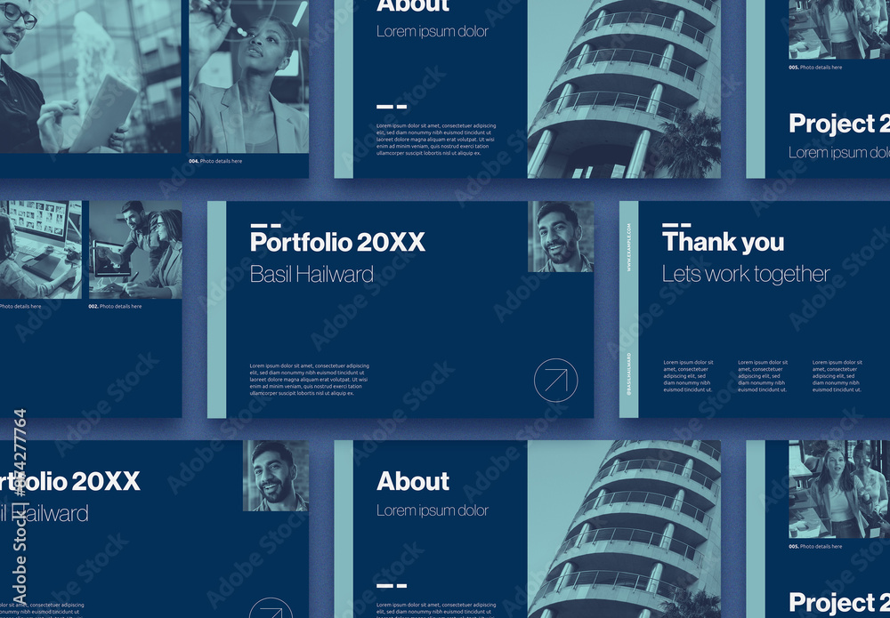 Classic Blue Portfolio Layout Stock Template | Adobe Stock