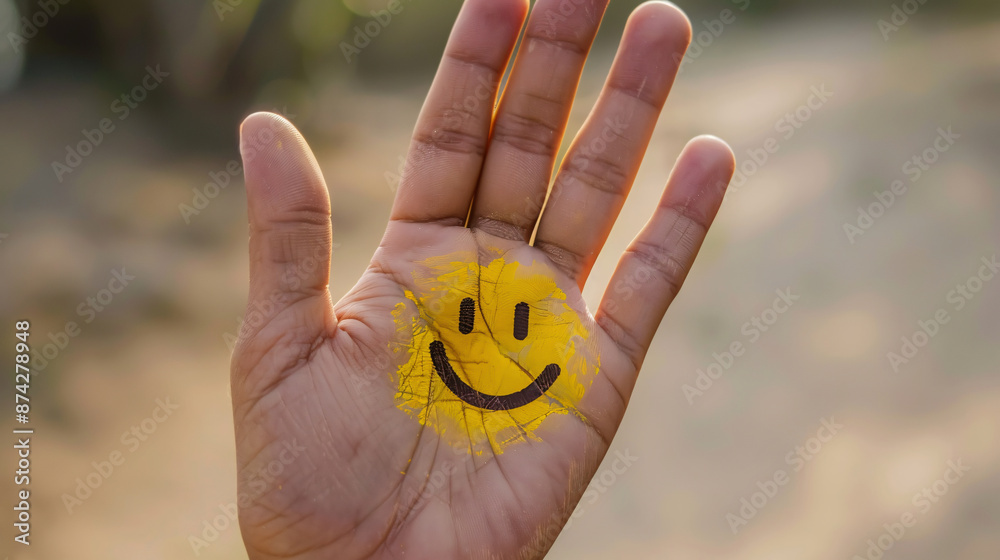Hand Showing Feedback with Smiley Face: Showing a hand of a client ...
