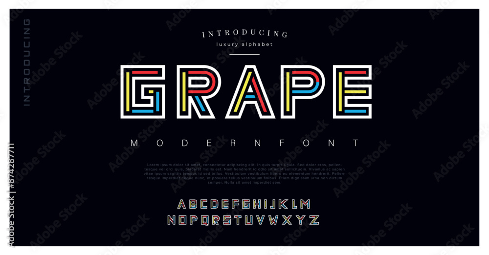 Grape Double line monogram alphabet and tech fonts. Lines font regular ...