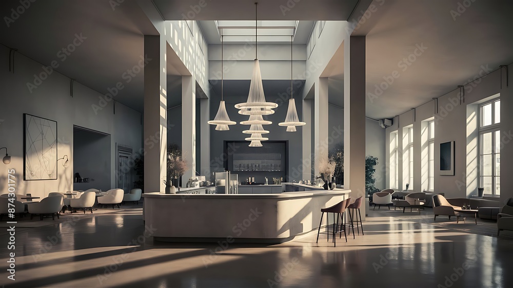 Modern cafeteria, Cafe, restaurant, canteen, coffee shop interior ...