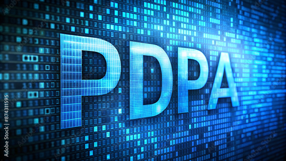 A "PDPA" sign with glowing blue binary code illustrates the digital ...