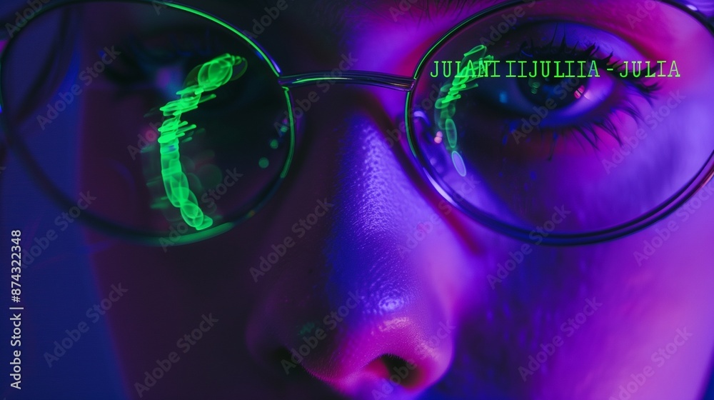 Abstract representation of Julia programming language. A female face in ...